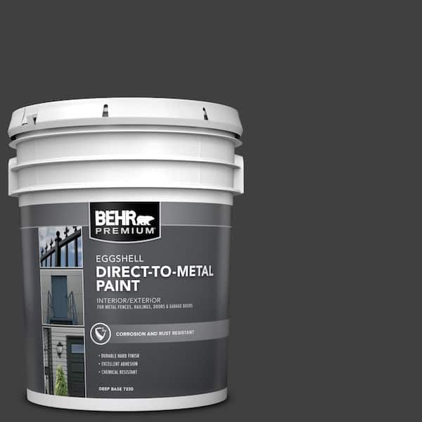 BEHR PREMIUM 5 gal. Black Eggshell Direct to Metal Interior/Exterior ...