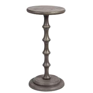 Storied Home Stacked 12 in. Dove Grey Ball Spindle Round Wood End Table ...