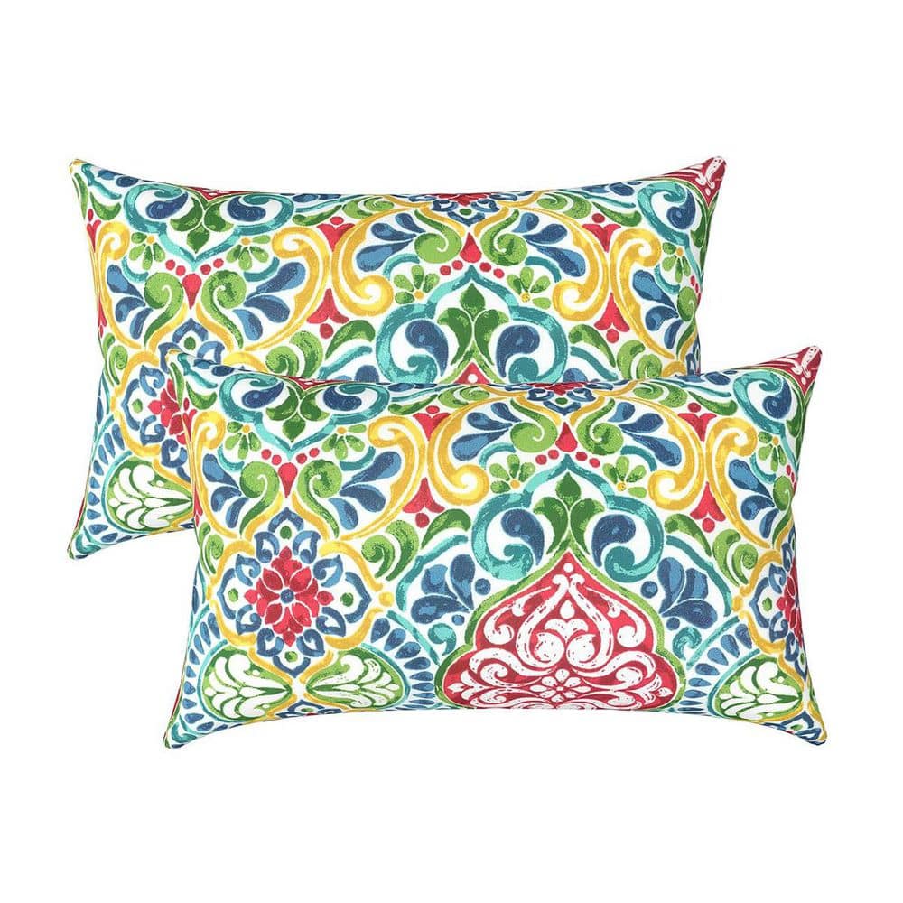 12 in. x 20 in. Fade Resistant Outdoor Lumbar Pillow with Inners ...
