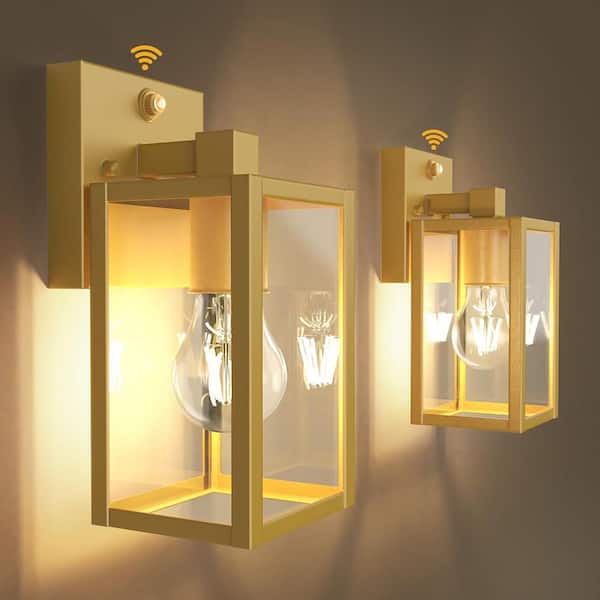 Reviews for 10 in. Gold Dusk to Dawn Outdoor Hardwired Wall Lantern ...