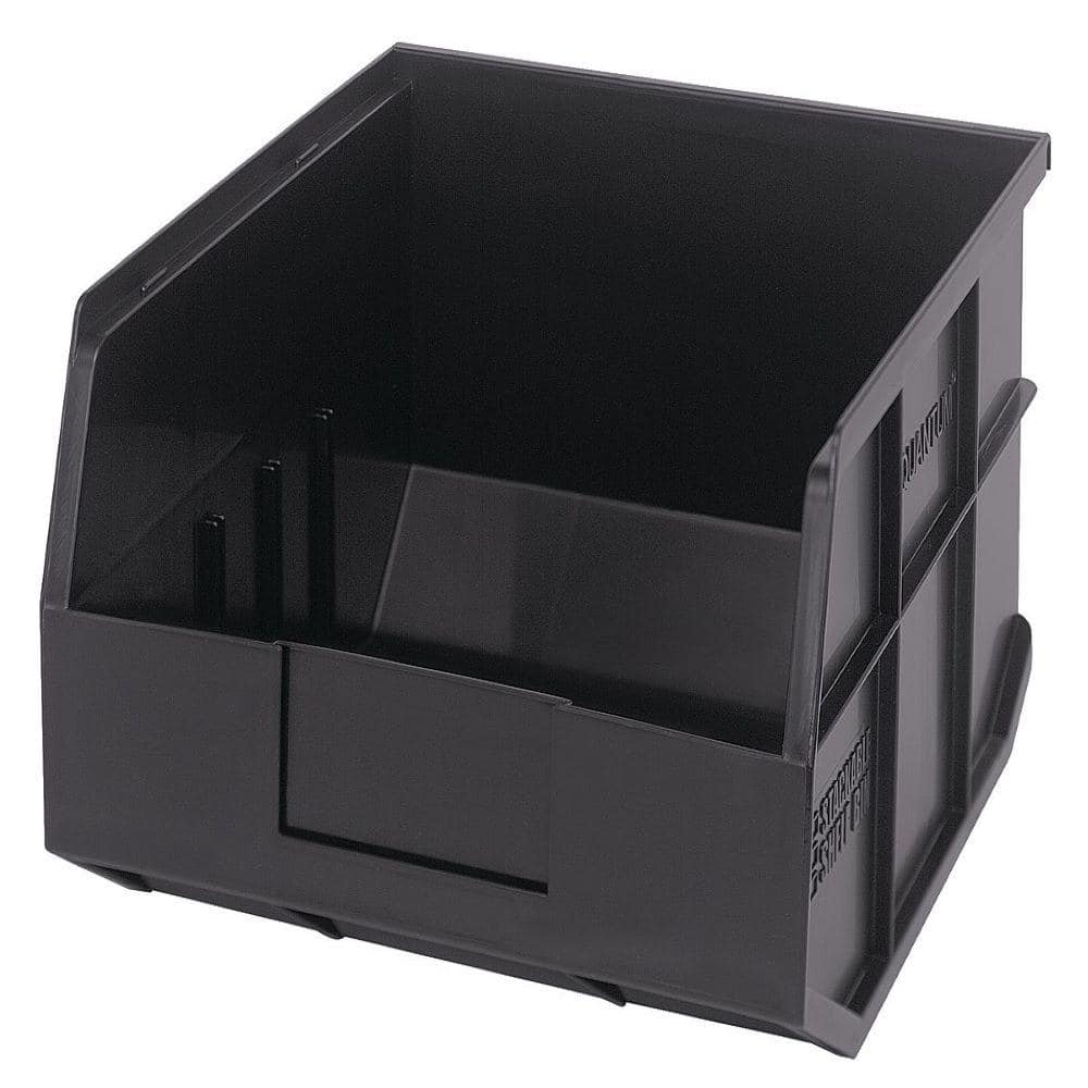 QUANTUM STORAGE SYSTEMS Stackable Shelf 16-Qt. Storage Tote in Black (6 ...