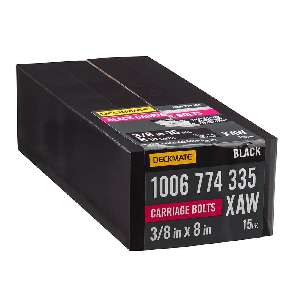 DECKMATE 3/8 in. -16 x 8 in. Black Deck Exterior Carriage Bolt (15-Pack ...