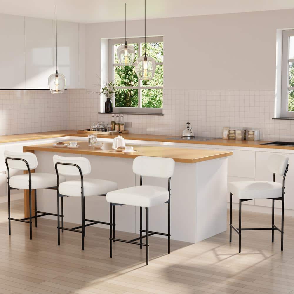 Hommpa 26 in. H White Kitchen Bar Stools Counter Height Bar Stools with ...