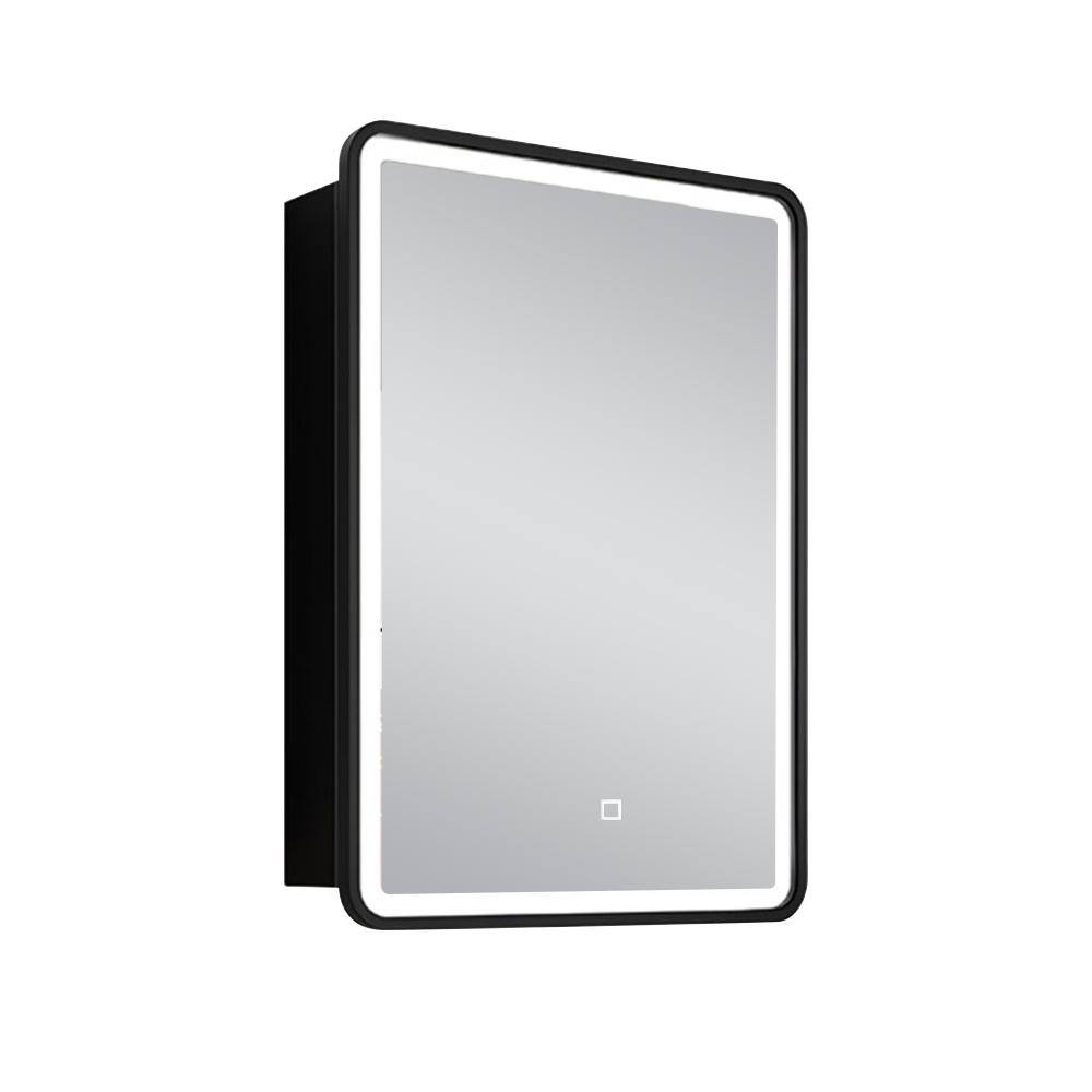 UKISHIRO 24 in. W x 30 in. H Rounded Rectangular Iron Medicine Cabinet ...