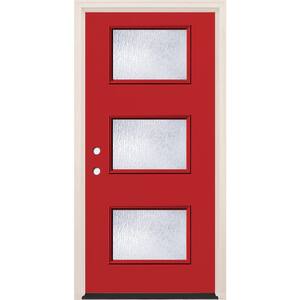 Builders Choice 36 in. x 80 in. Left-Hand/Inswing 3 Lite Rain Glass ...