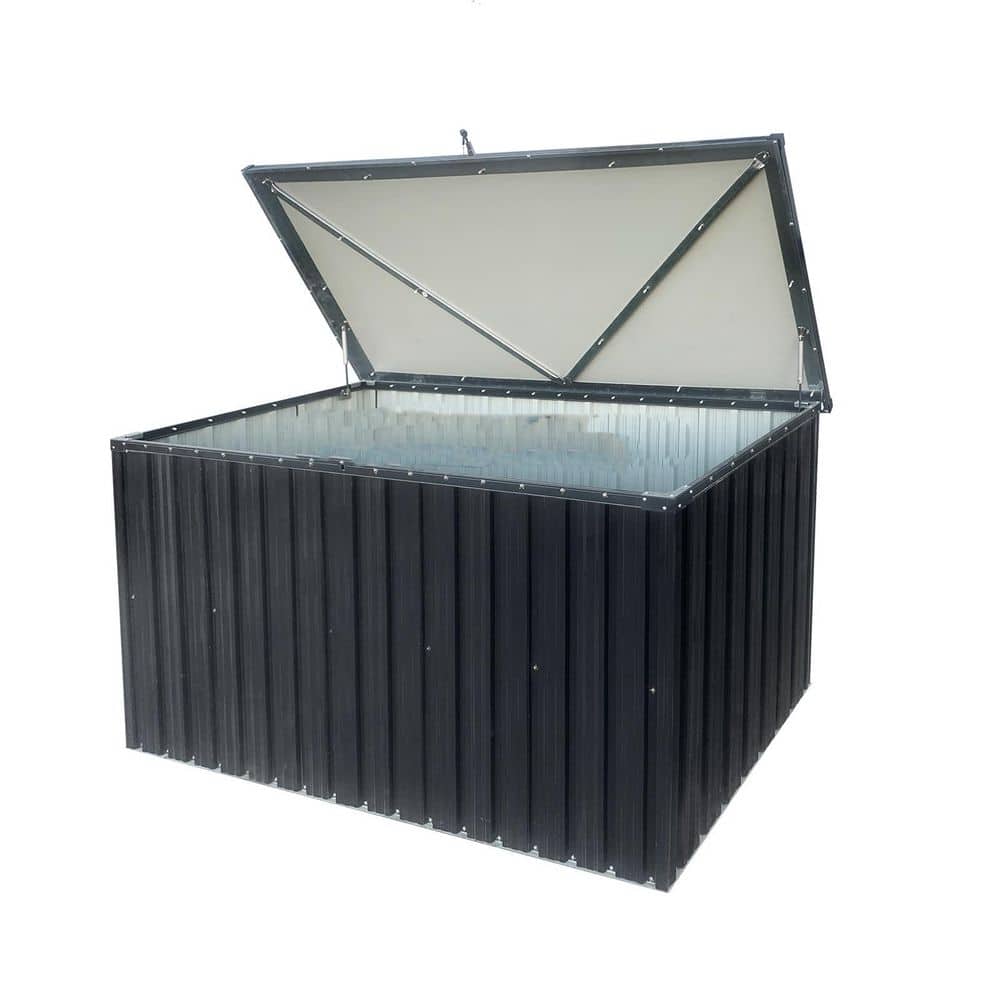 161 Gal. Black Metal Rainroof Deck Box ZN-3214 - The Home Depot