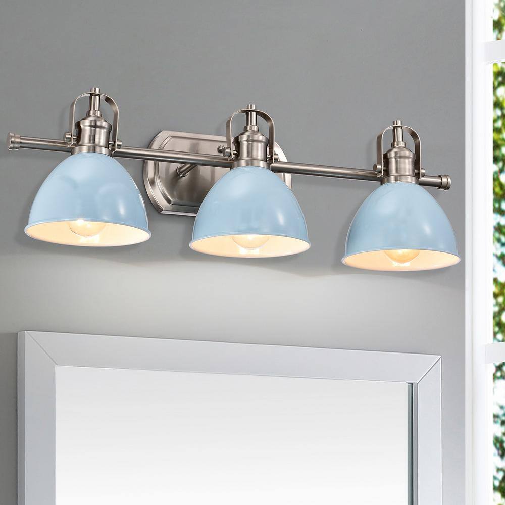 Jushua 24 in. 3-Light Blue Dimmable Bath Sconce Farmhouse Vanity Light ...