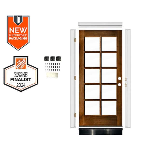 Krosswood Doors 36in.x80in. LH 10-Lite Clear Glass Provincial Stain ...