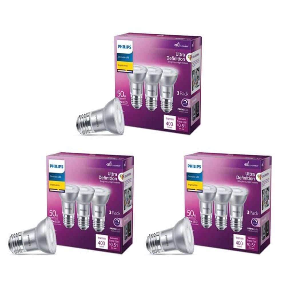Philips 50-Watt Equivalent PAR16 Dimmable E26 LED Light Bulb Bright ...