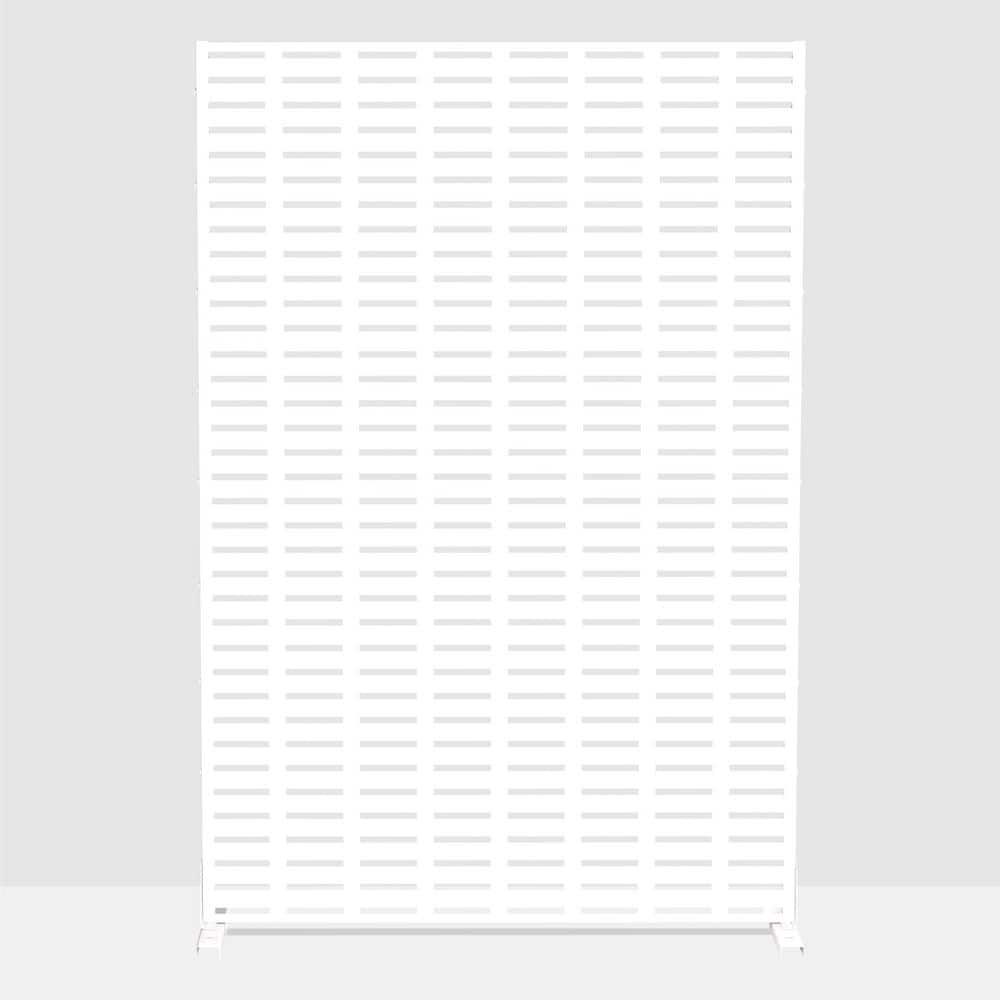 MAYEERTY 1-Piece 72 in. x 47 in. Outdoor White Metal Privacy Panel ...