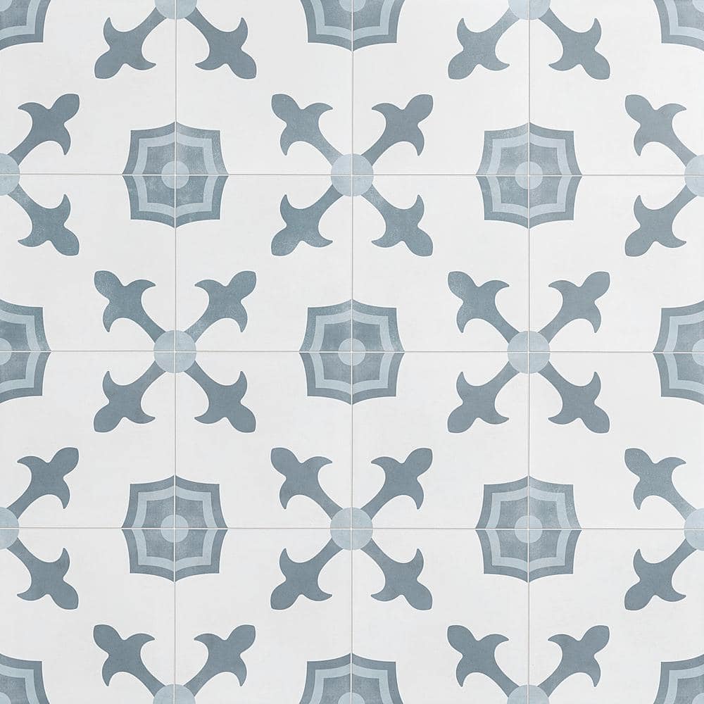 Ivy Hill Tile Aster Blue and White Square 9 in. x 9 in. Matte Porcelain ...