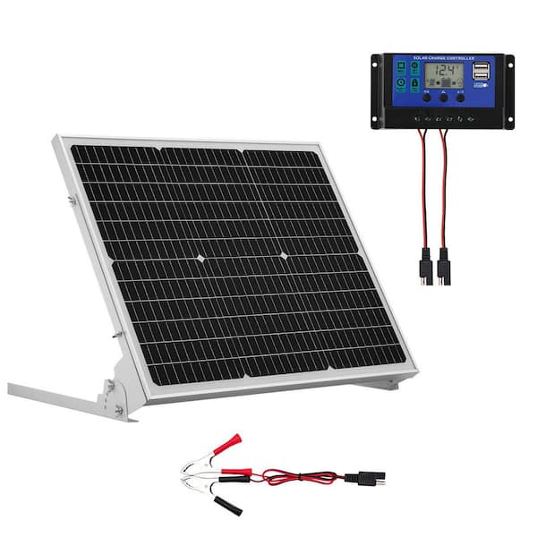 VEVOR 50W 12V Solar Battery Trickle Charger Maintainer, Solar Panel ...