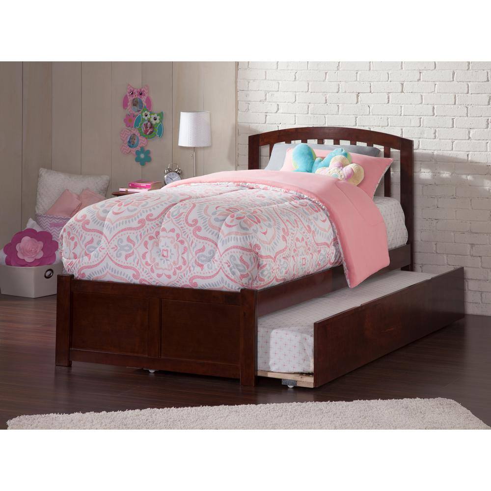 AFI Richmond Walnut Twin Platform Bed with Flat Panel Foot Board and ...