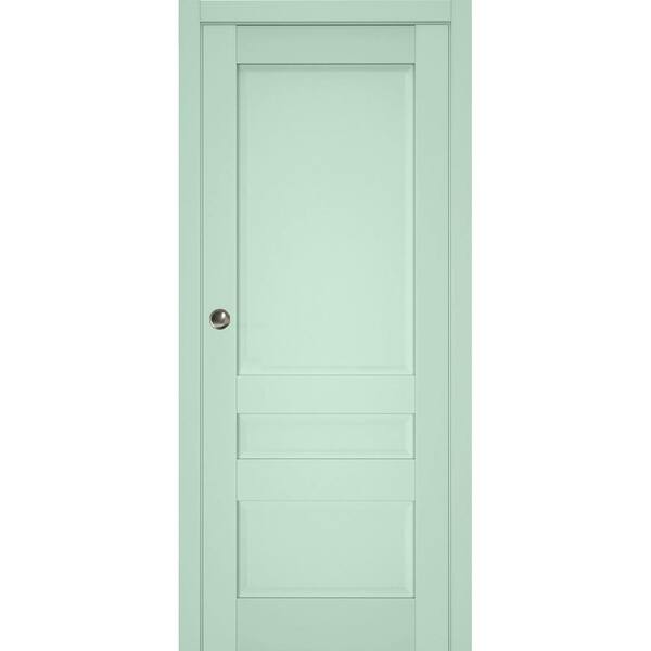 Sartodoors 24 in. x 84 in. 1 Panel Oliva Finished Solid Wood Sliding ...