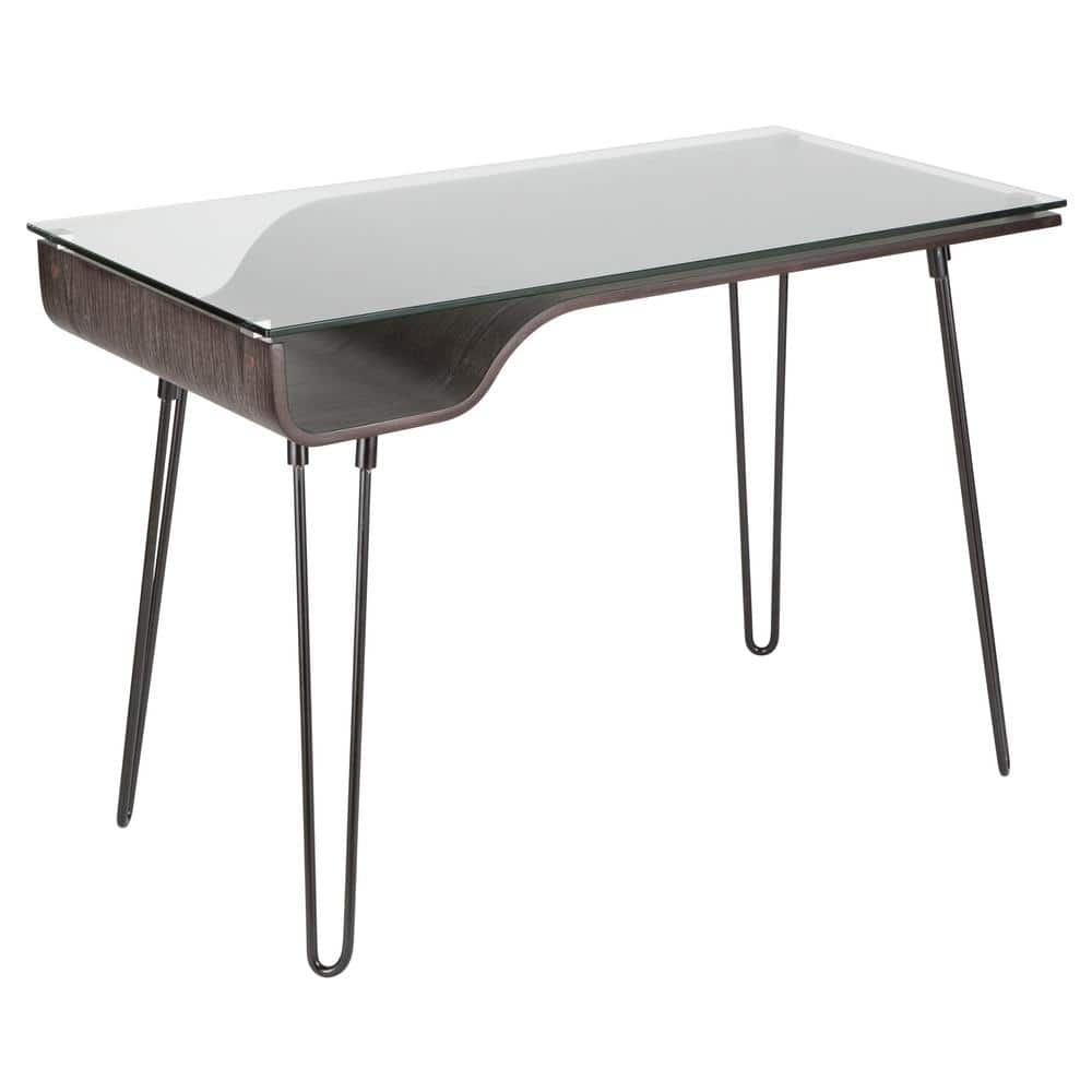 Lumisource 45 in. Rectangular Dark Gray Writing Desk with Open Storage ...