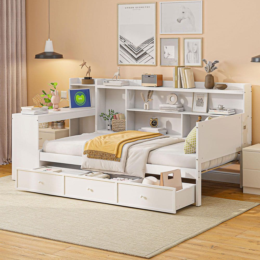 Noble House Henry Multifunctional White Twin Size Wooden Daybed with ...