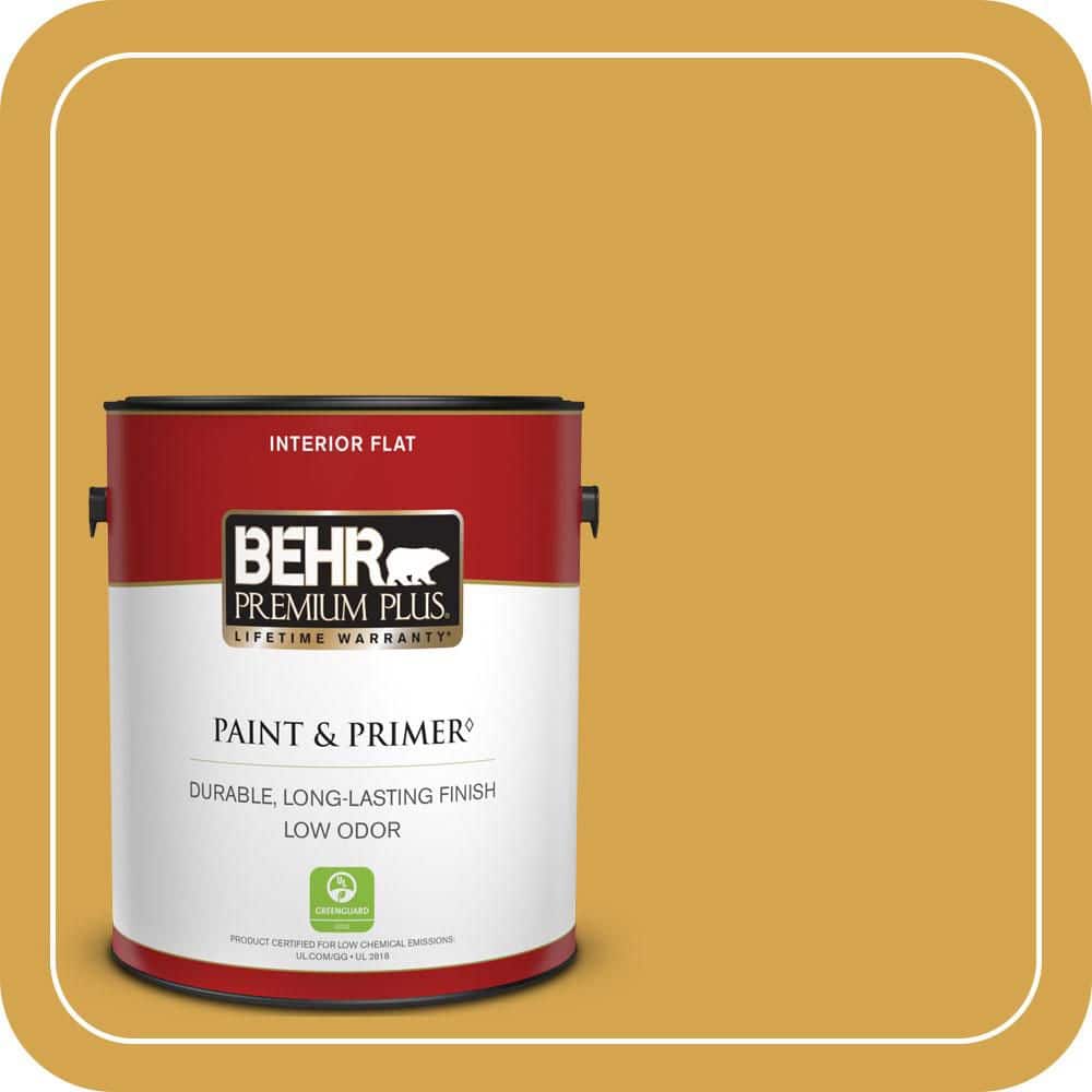 BEHR PREMIUM PLUS 1 gal. #M290-6 Plantain Chips Flat Low Odor Interior ...
