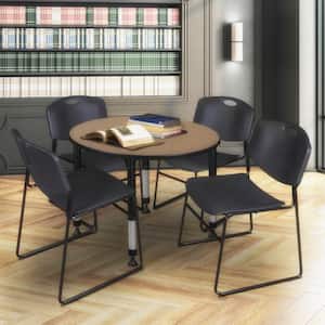 Regency Kee 36 in. Round Noble Oak Mobile Adjustable Classroom Table ...