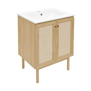 Swiss Madison Classe 24 in. W Natual Oak Bathroom Vanity With Black ...