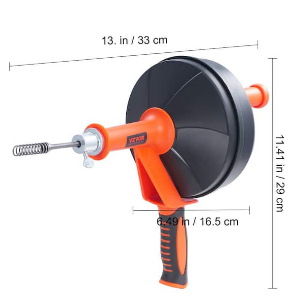 https www.homedepot p VEVOR Drain Auger 25 ft Plumbing Snake Clog Remover with Drill Attachment Protective Hose Gloves for Kitchen Bathroom Shower JXKSC25FT14INJ1BPV0 326179247