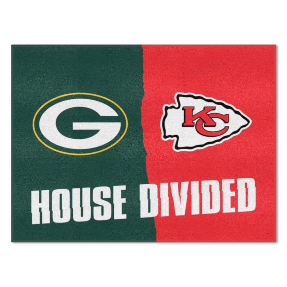 FANMATS NFL Packers/Chiefs Multi-Colored 3 ft. x 3.5 ft. House Divided ...