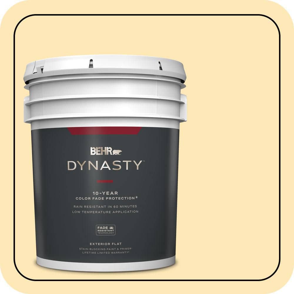 BEHR DYNASTY 5 gal. #320A-3 Cornsilk Flat Exterior Stain-Blocking Paint ...