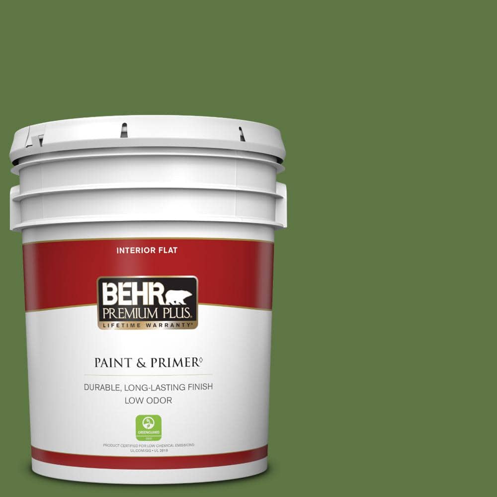 BEHR PREMIUM PLUS 5 gal. #420D-7 Dill Pickle Flat Low Odor Interior ...