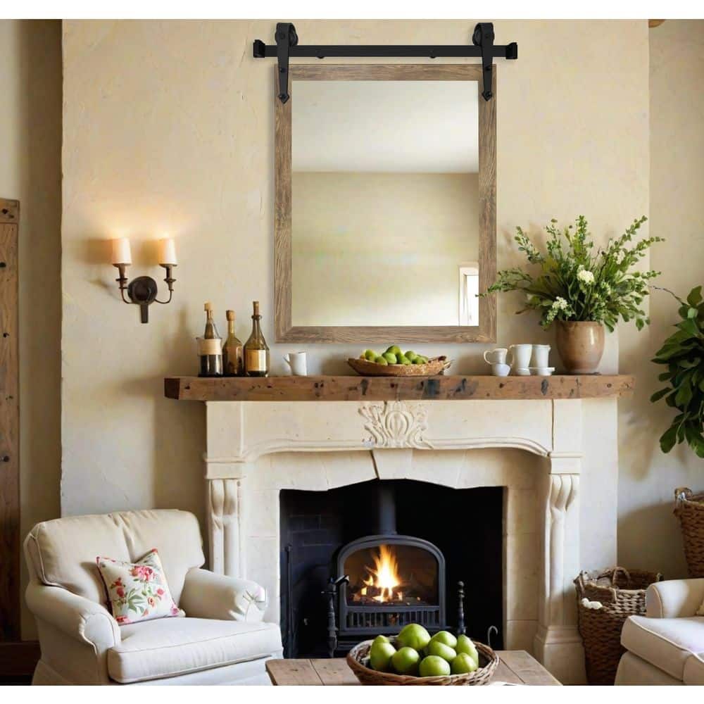 Rayne Mirrors (33 in. W x 38 in. H) Brown Modern Rustic Vertical Mirror ...