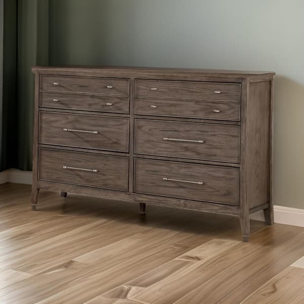 Benjara Warm Gray 8-Drawers 56.75 in. Dresser Without Mirror BM311065 ...