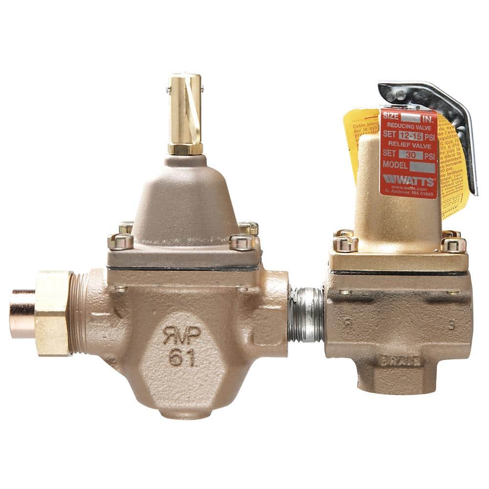 Watts 1/2 in. Cast-Iron FPT Dual-Control Regulator and Relief Valve ...