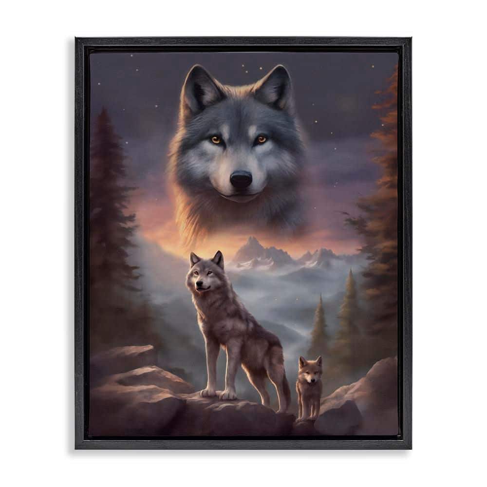 Stupell Industries Ancestor Wolf Motif by Noah Bay Black Floater Frame ...
