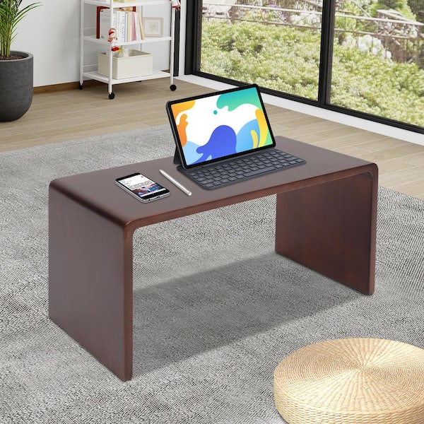 YIYIBYUS 24 in. x 12 in. Brown Rectangle Wood Coffee Table Portable ...