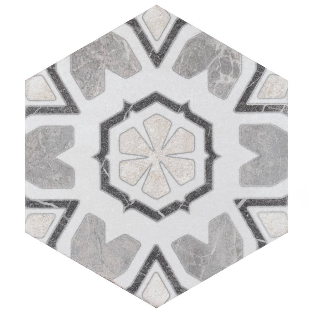 Merola Tile Mazzo Hex Deco Chroma 8-1/2 in. x 9-3/4 in. Porcelain Floor ...