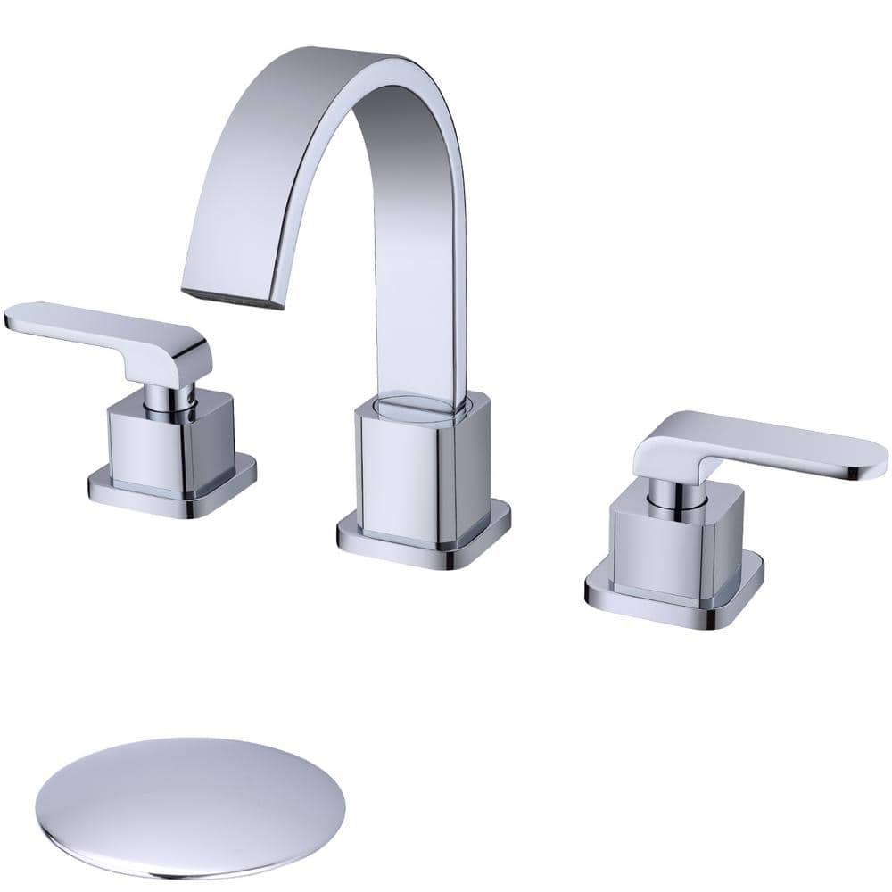 TRUSTMI Brass Bathroom Faucet Square Shaped 2 Handle 8 in. Widespread ...