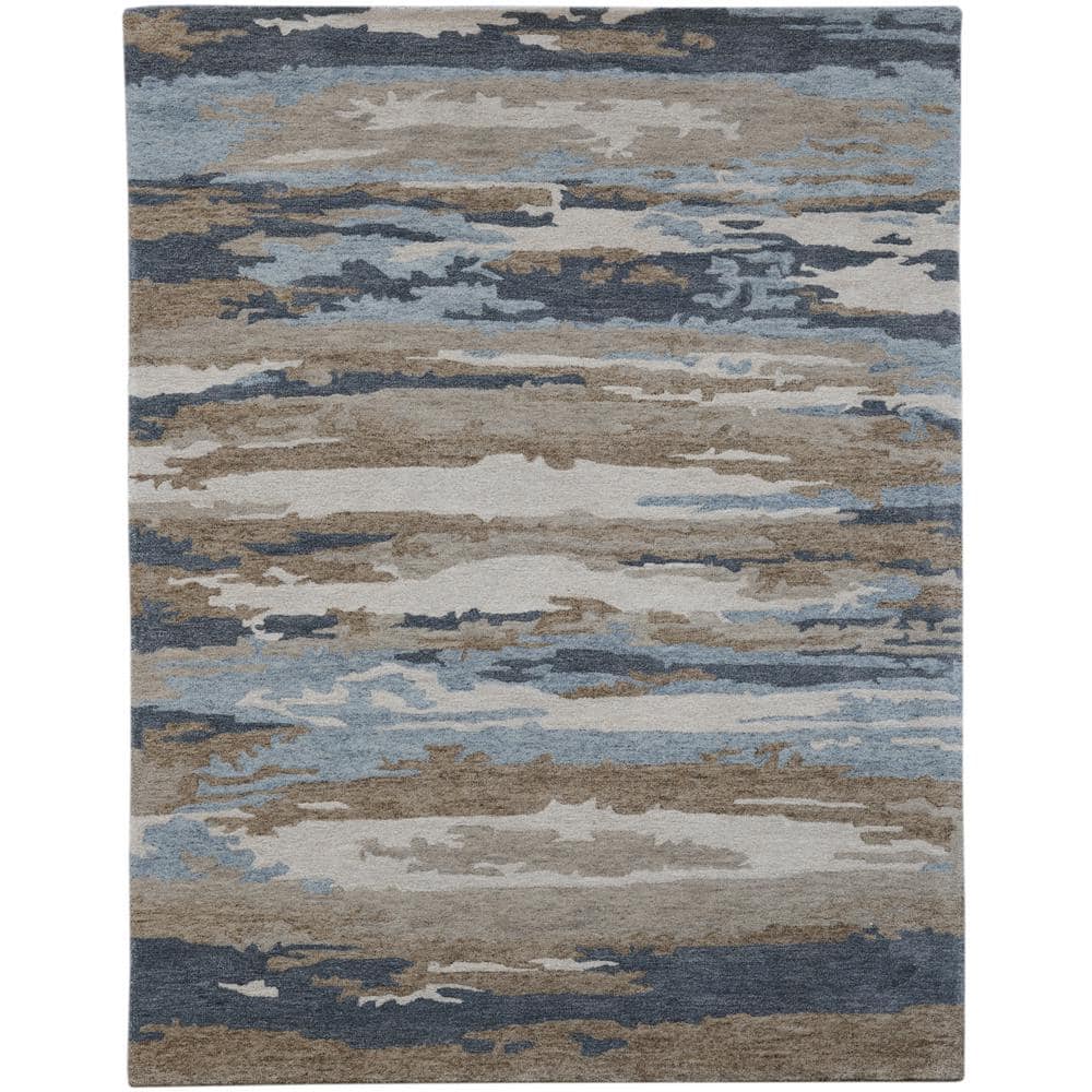 Amer Rugs Abstract 8 x 10 Water Blue Abstract Pattern Area Rug for High ...