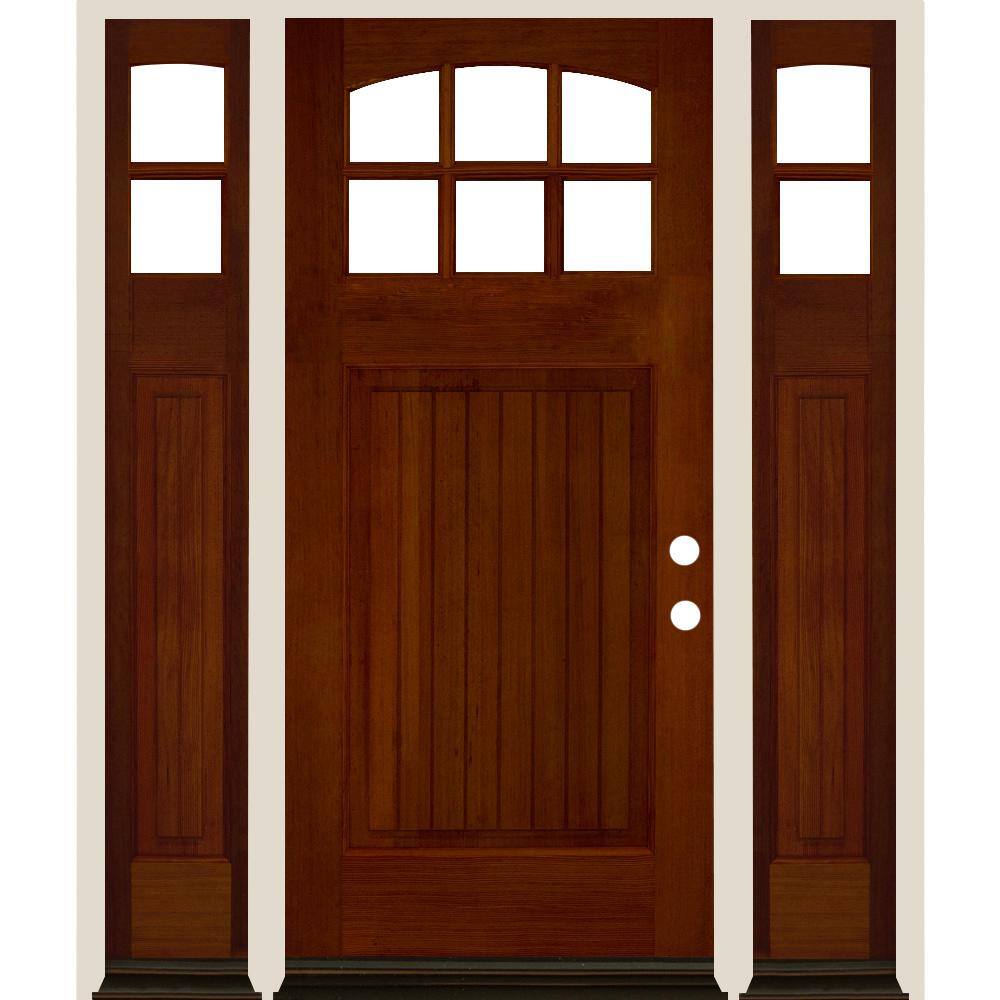 Krosswood Doors 64 in. x 80 in. V-Groove Arched 6-Lite English Chestnut ...
