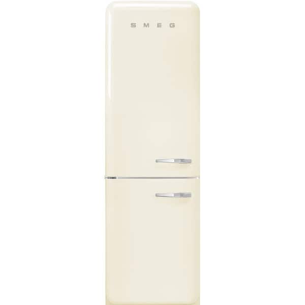 smeg FAB32 Retro 60cm Refrigerator w/ Bottom-Freezer. Cream. Left Hinge ...