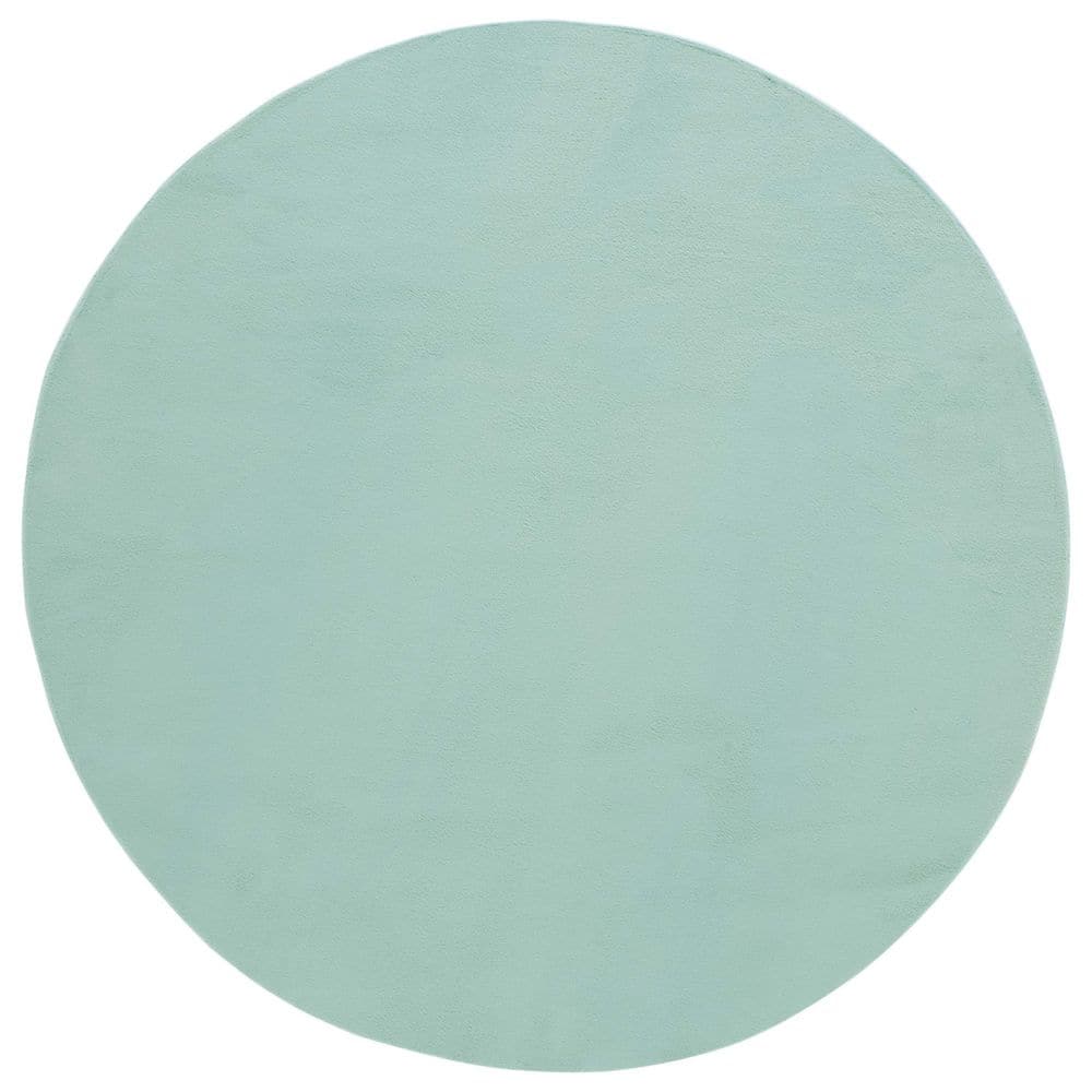 SAFAVIEH Faux Rabbit Fur Sage 6 ft. x 6 ft. Machine Washable Solid ...