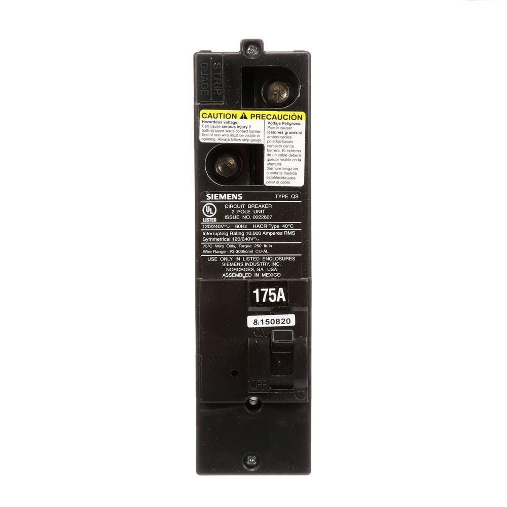 Siemens 175 Amp Double-Pole 10kA Type QS Multi-Family Main Breaker ...
