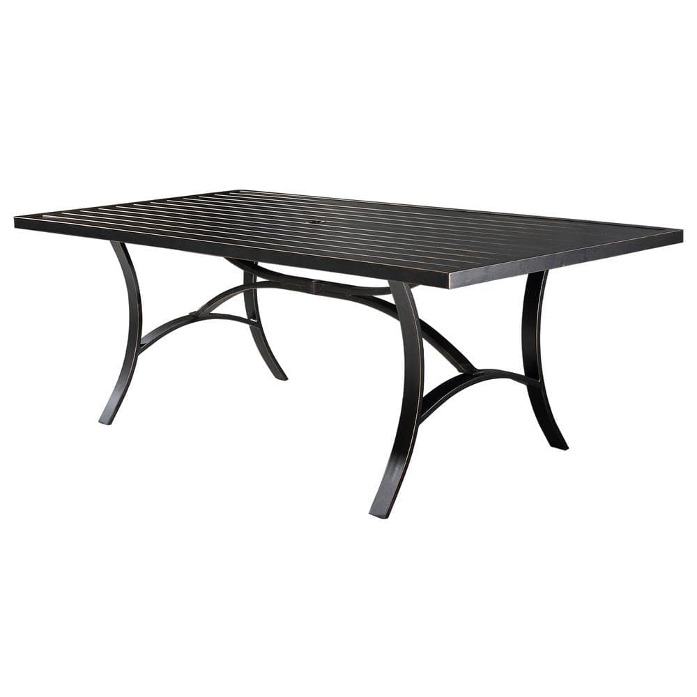 Boyel Living 82 in. Black Rectangle Aluminum Outdoor Patio Dining Table ...