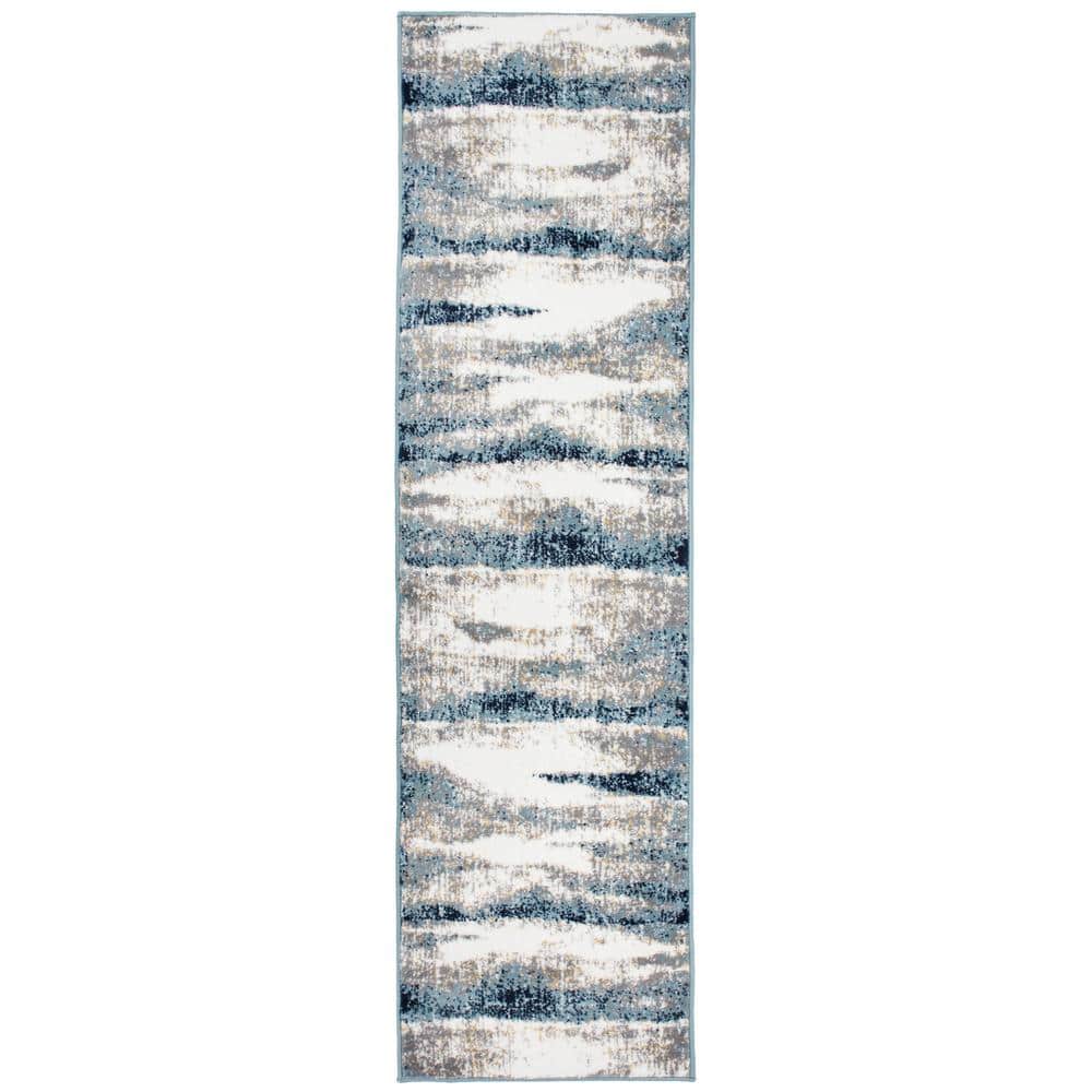 World Rug Gallery Contemporary Abstract Waves Blue 2 ft. x 7 ft. Runner ...