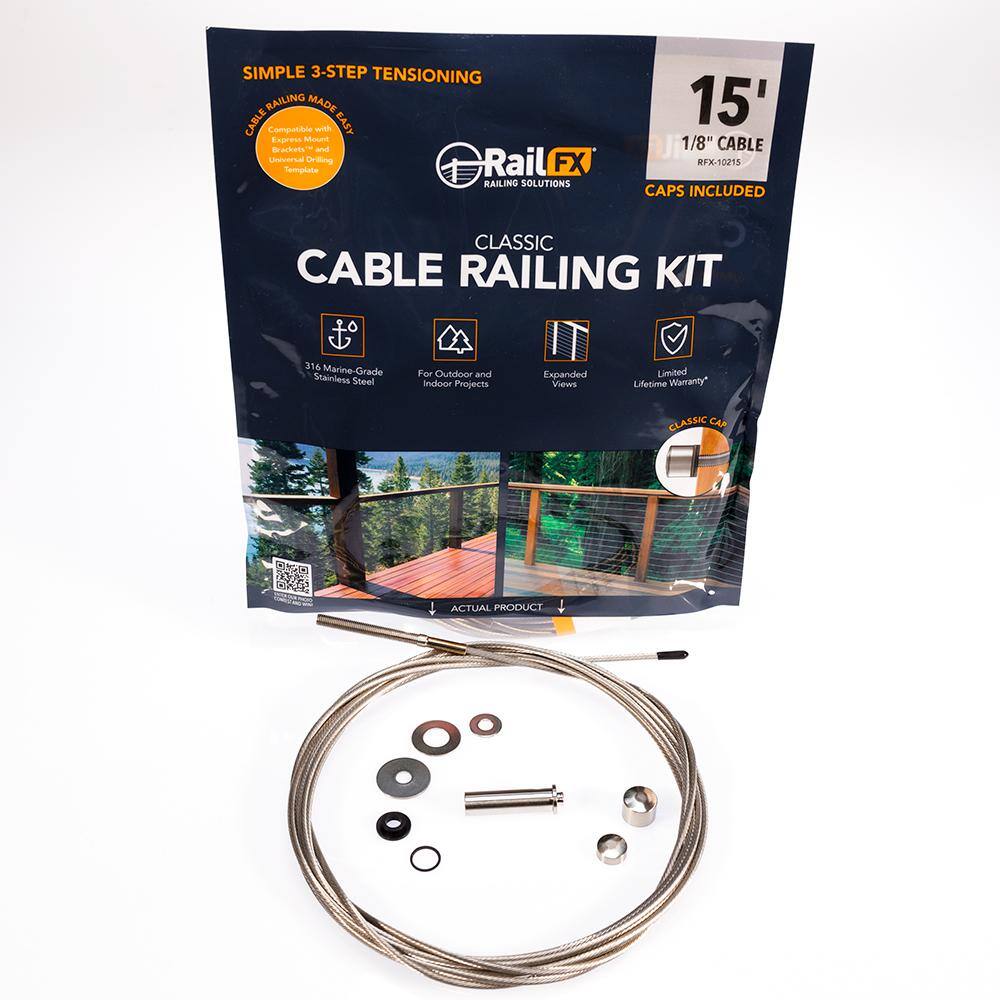RAILFX Classic 15 ft. Stainless Steel Cable Kit for Cable Railing ...