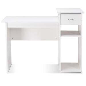 Outopee 43.3 in. W Retangular White Wood Computer Desk with Drawer ...