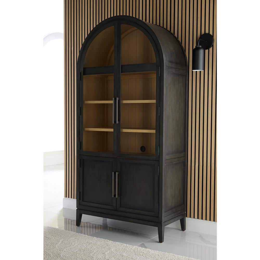 DEVON & CLAIRE Archie 80 in. Black Wood Bookcase with Top Cabinet FT ...