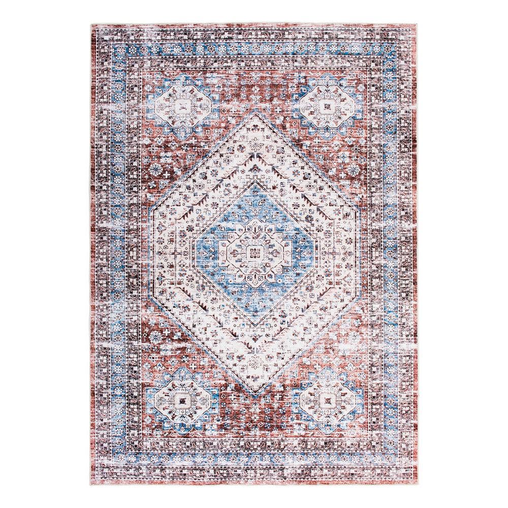 World Rug Gallery Multi 5 ft. x 7 ft. Distressed Traditional Machine ...