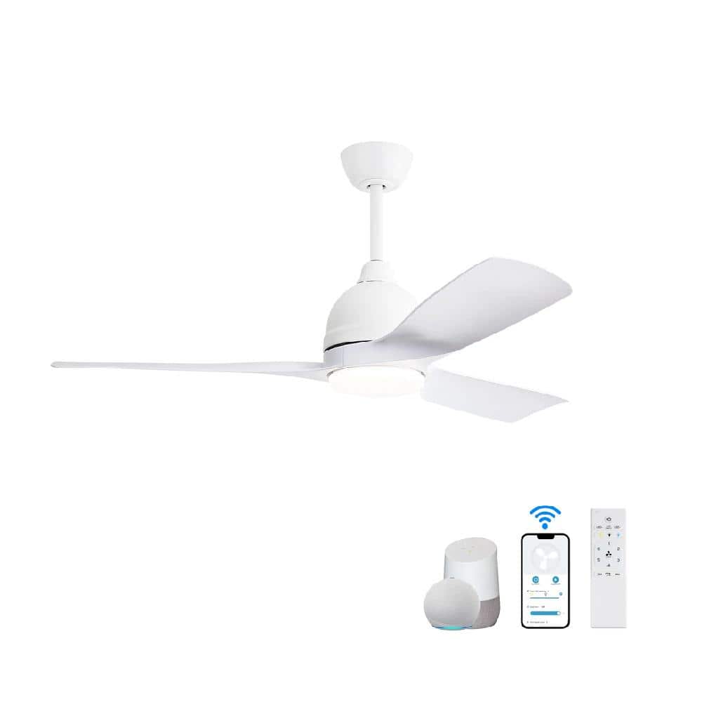 CIPACHO 54.1 in. Indoor White ABS Ceiling Fan with 6-Speed Smart Remote ...