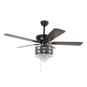 Edvivi Ella 52 in. Indoor Matte Black Glam Ceiling Fan with Crystal ...