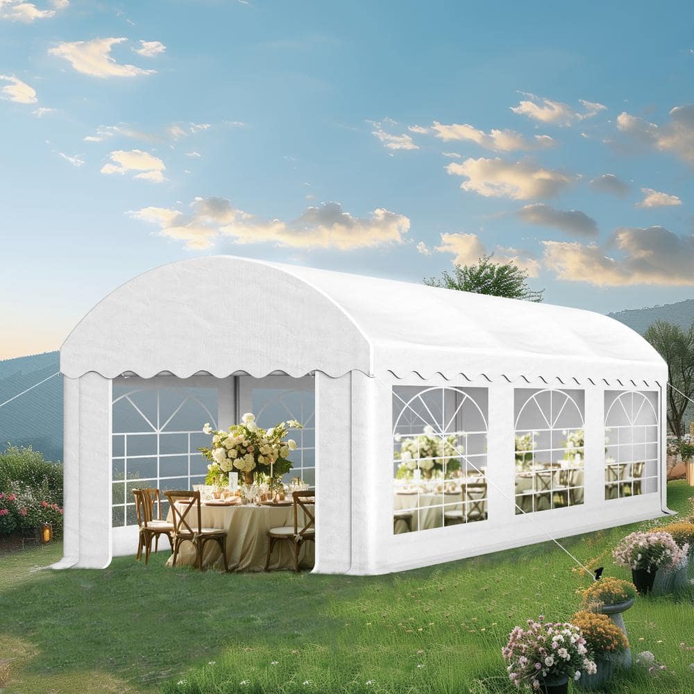 PHI VILLA 10 ft. x 20 ft. Outdoor Canopy Party Tent in White with ...