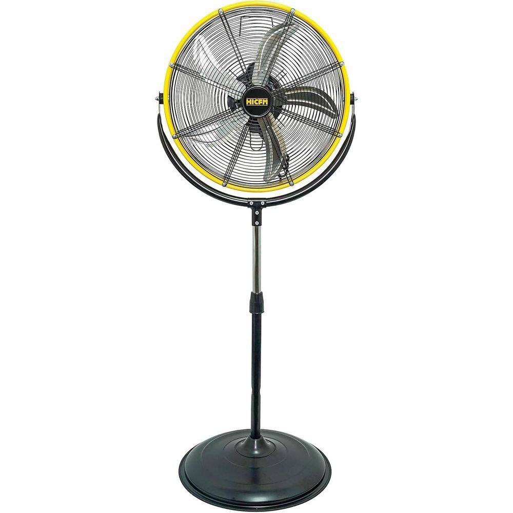 WOCK HiCFM 20 in. Yellow Tilting Pedestal Fan, 4300 CFM 3-Speed High ...