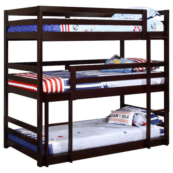 Coaster Sandler Cappuccino Twin Triple Bunk Bed 400302 - The Home Depot